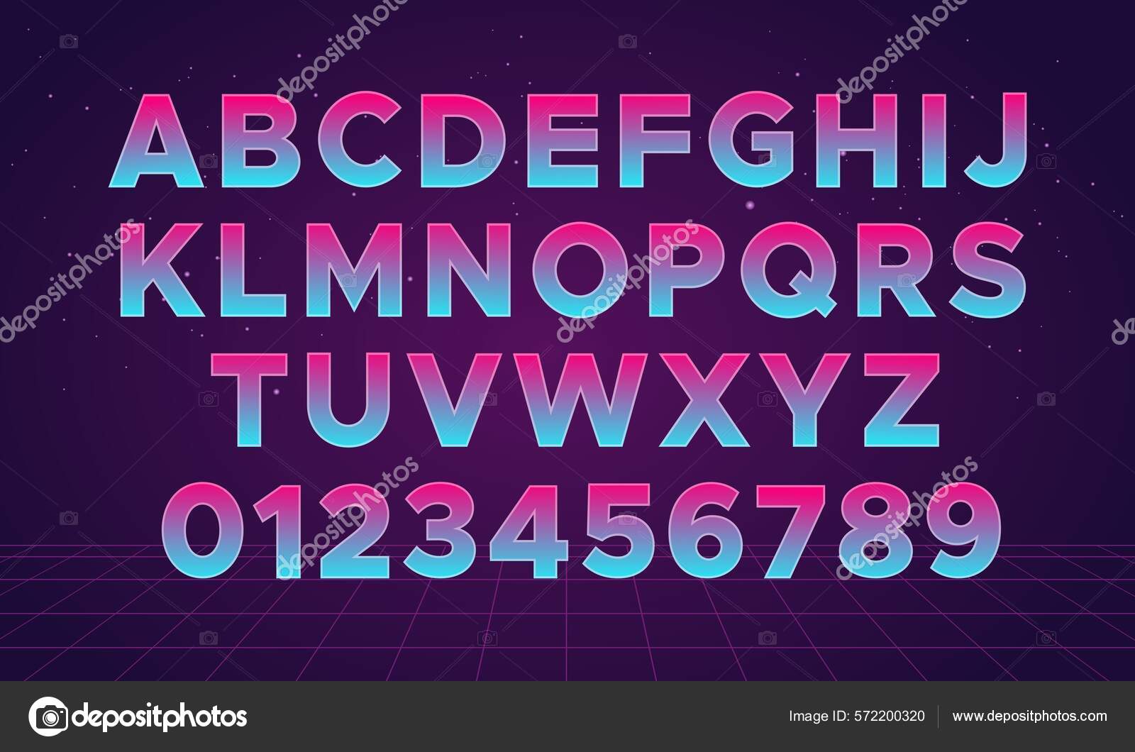 80S Retro Alphabet Numbers Font Template Vector Perfect Poster Event ...