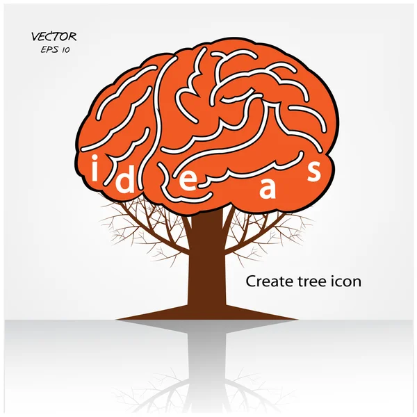 Brain tree illustration, tree of knowledge vector icon in Note — Stock ...