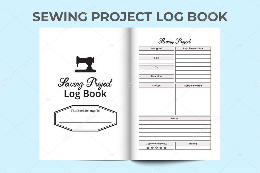 Libro de registro del proyecto de costura KDP interior. Diseñador de moda cuaderno de negocios y ...