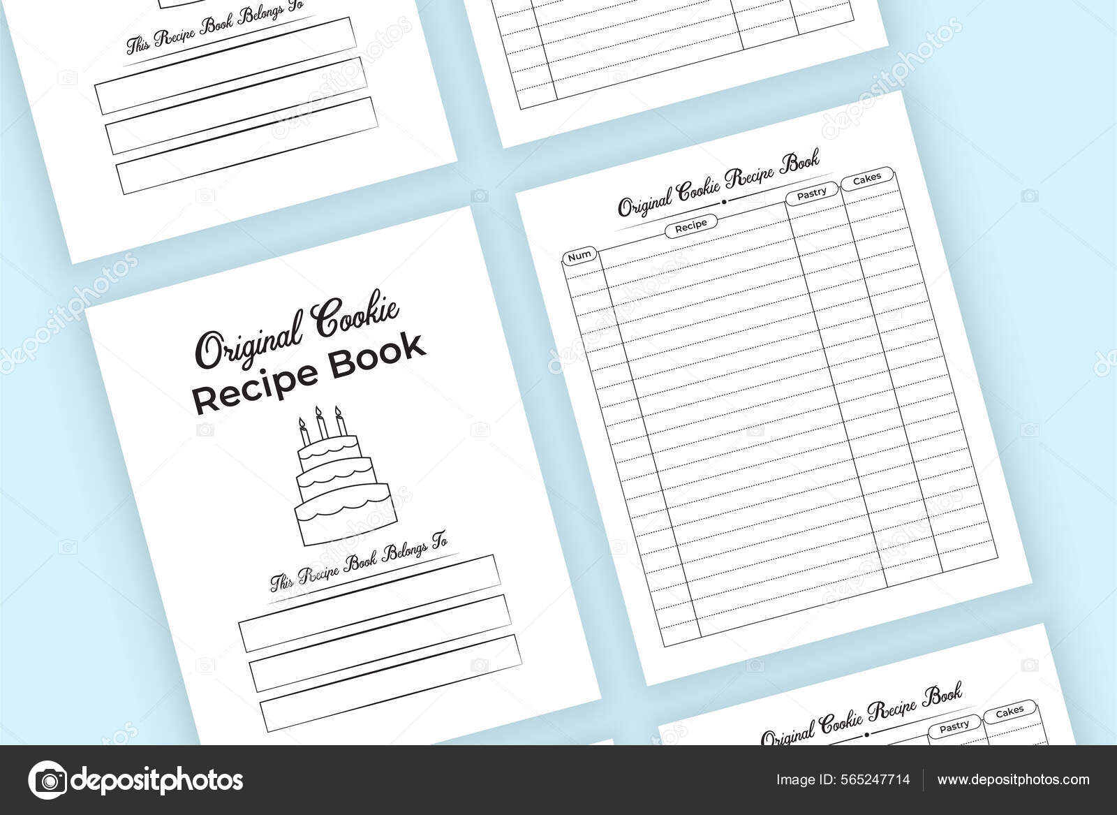 Cookie Recipe Kdp Interior Log Book Cookie Making Journal Cake Stock ...