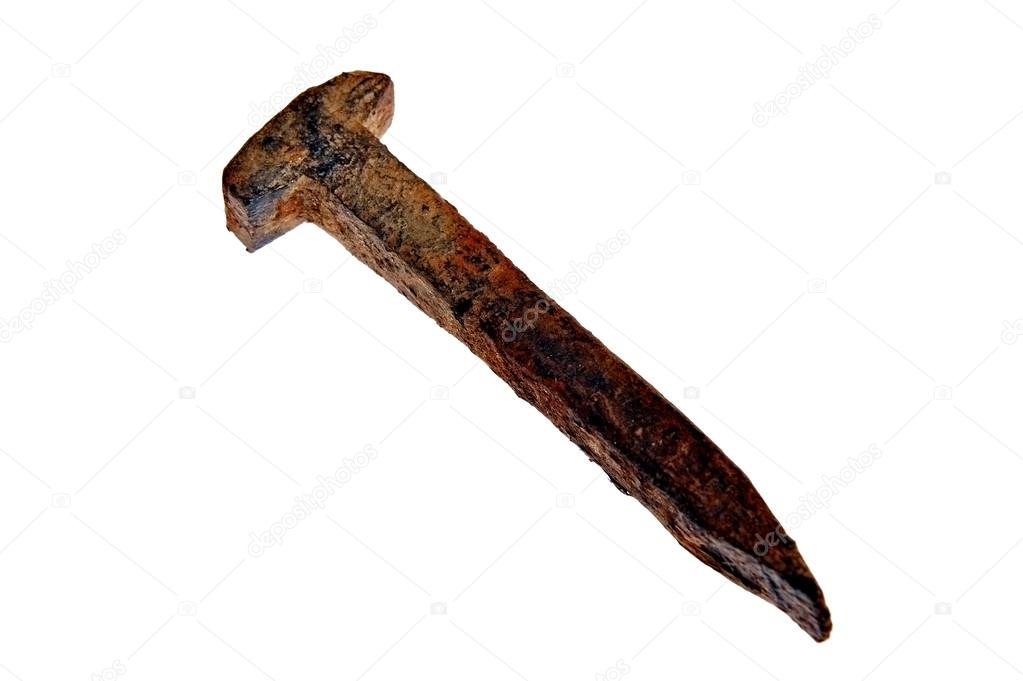 Very old and rusty railroad spike — Stock Photo © roibu #41045629