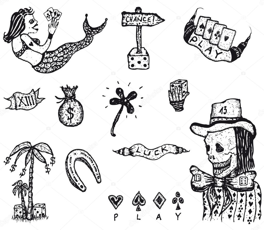 Doodle Set Of Gambling And Luck Stock Vector Image by ©joyskyfranzi2 ...