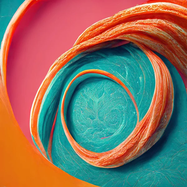 Orange, Pink and Turquoise Colored Swirls form Colorful Neon Lines ...
