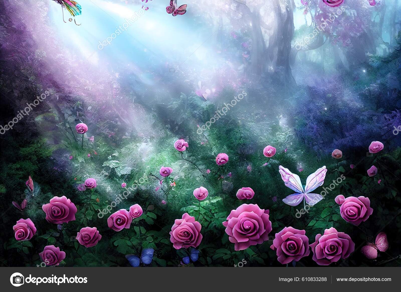 Enchanted Fairy Tale Forest Magical Shining Window Hollow Fantasy Pine ...