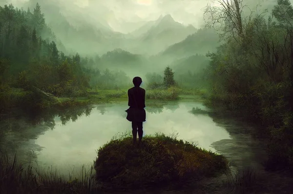 Half man half demon, lives in stunning nature, in a unusual ancient ...