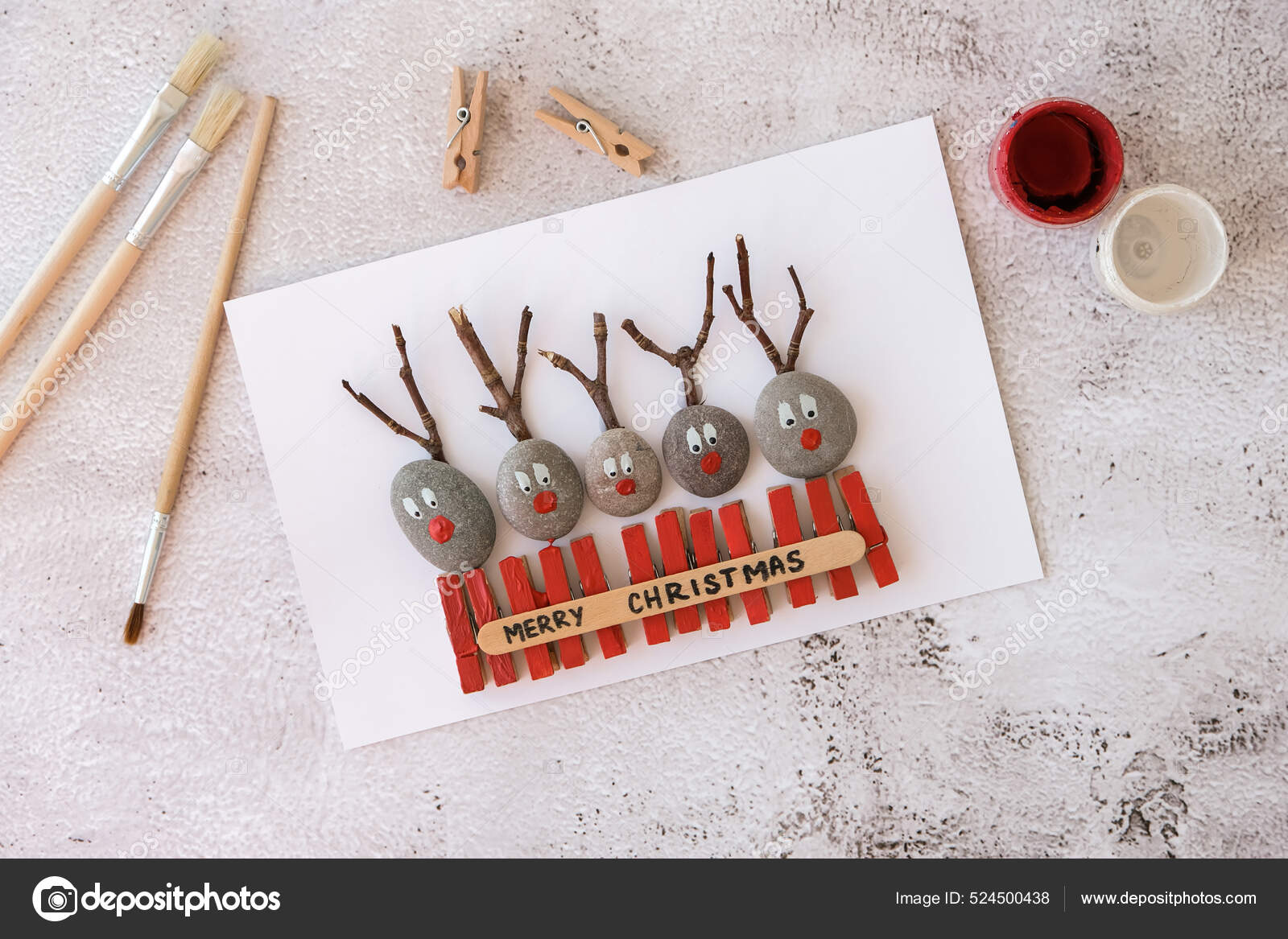 Step Step Top View Process Kid Children Craft Yourself Diy Stock Photo ...