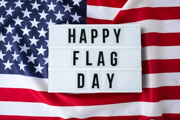 American flag. Lightbox with text HAPPY FLAG DAY Flag of the united ...
