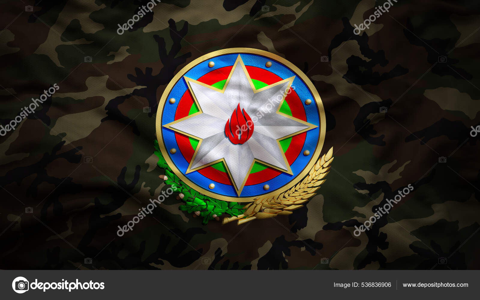 Azerbaijan Emblem National Flag Textile Cloth Fabric Waving — Stock ...