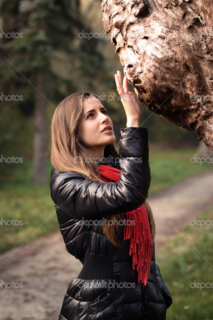 Beautiful girl and a tree 6 — Stock Photo © Ondrooo #35944503
