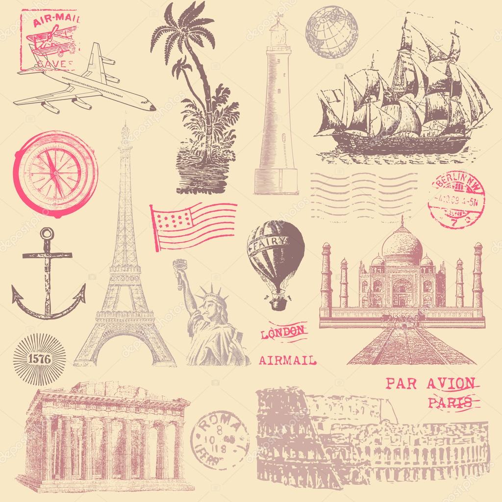 Vintage Travel Design Elements Stock Vector Image by ©giraphics #42250691