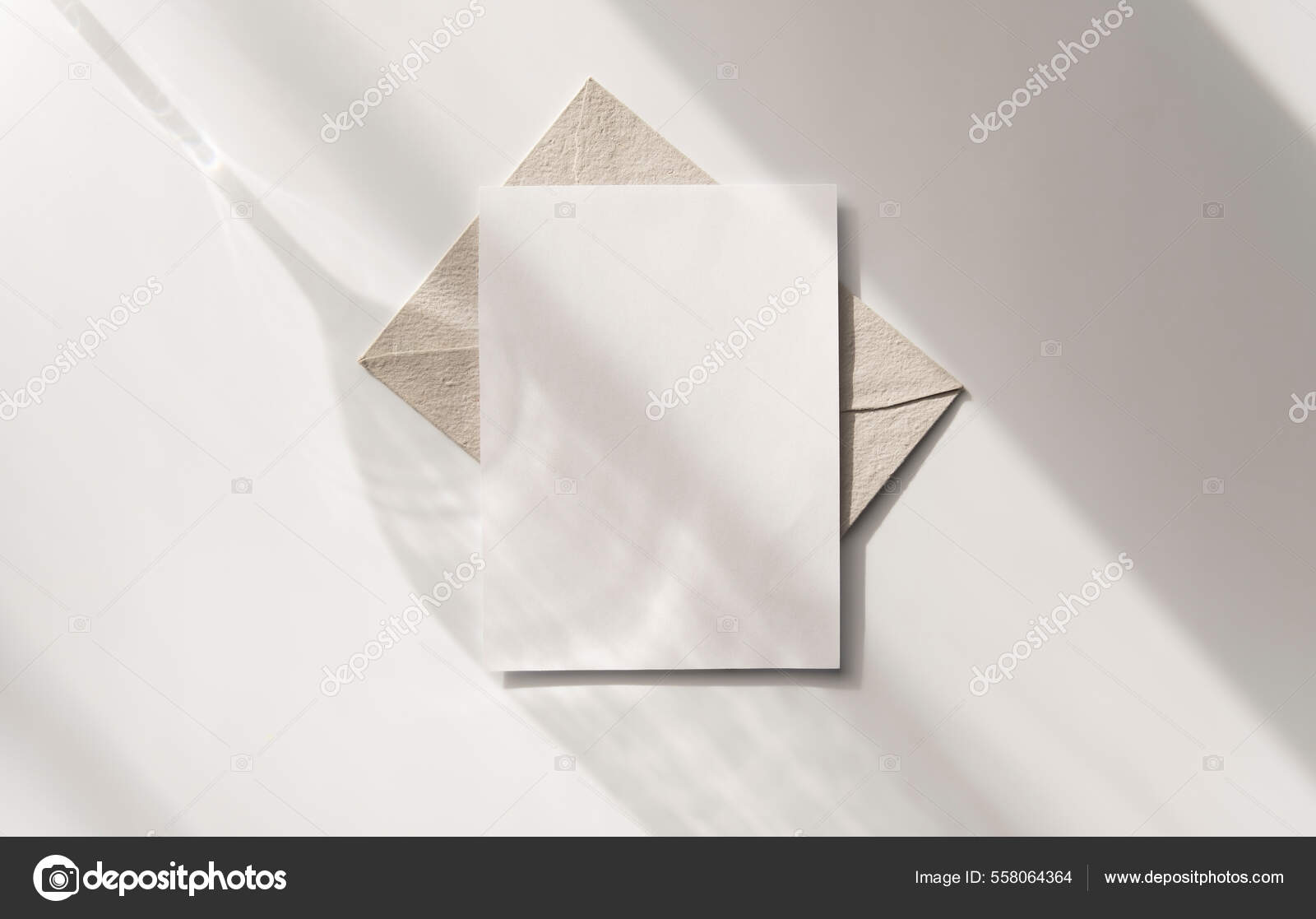 Mockup Blank Greeting Card Composition Shadows Glass Goblet White ...