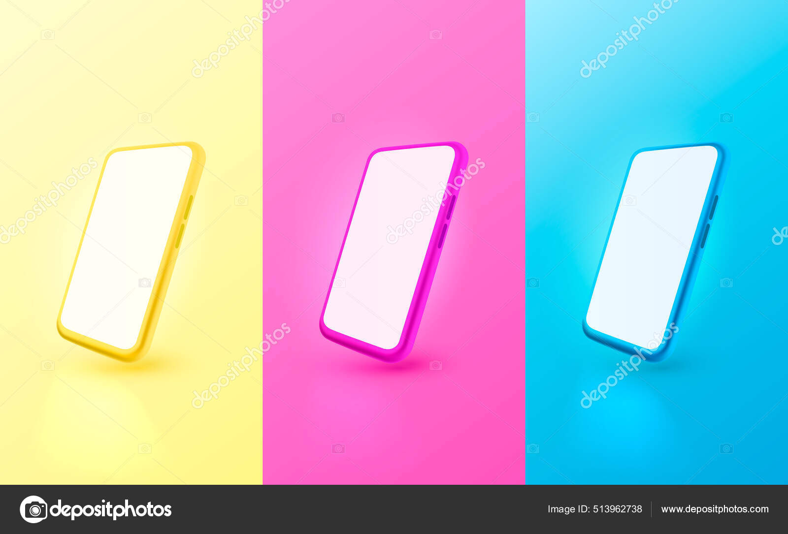 Smartphone color mobile screen, technology mobile display light. Vector ...