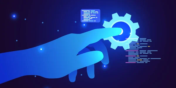 Dedo tocando código binário Vector Art Stock Images | Depositphotos