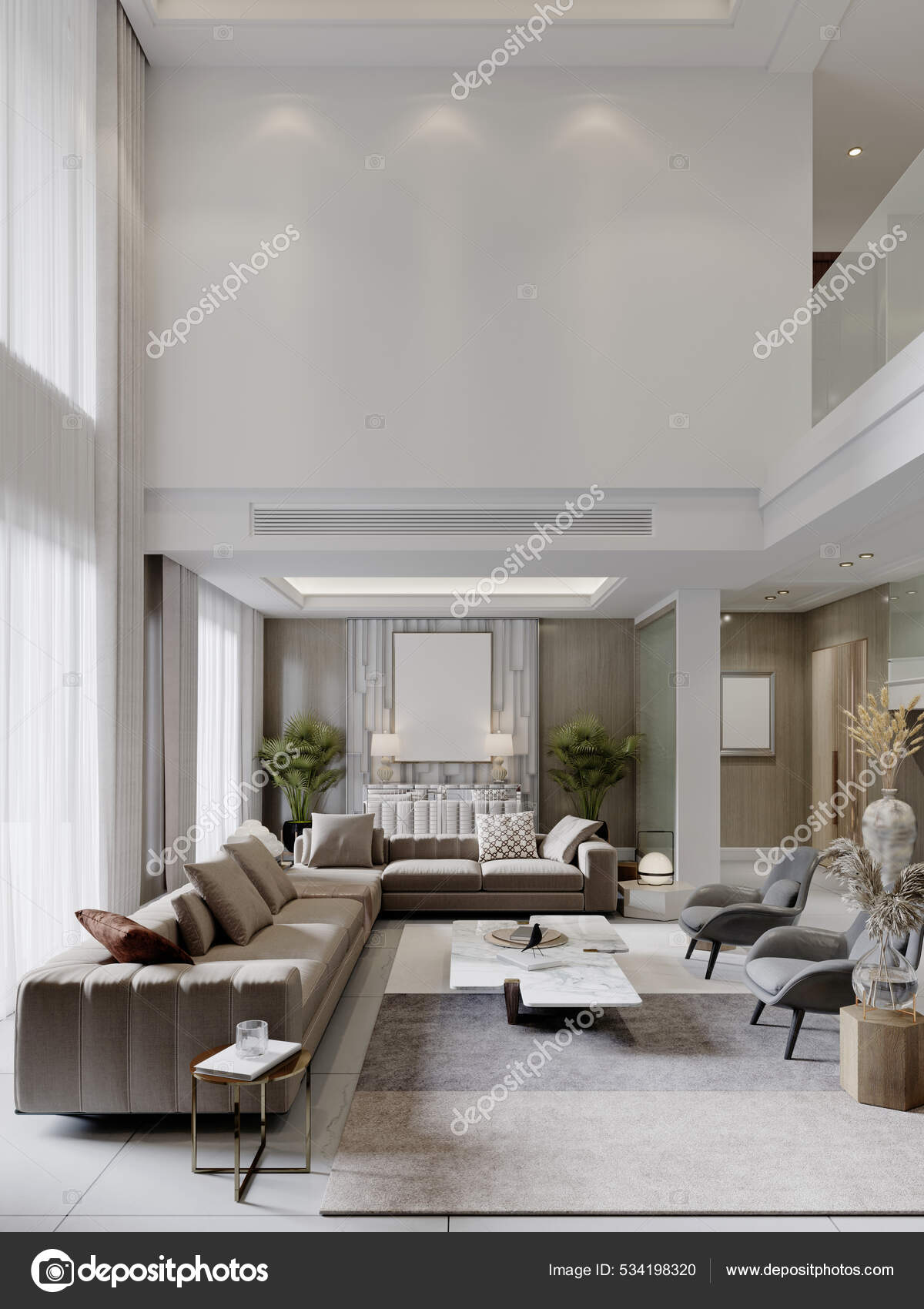 Contemporary Living Room Light Colors High Ceilings Trendy Contemporary ...