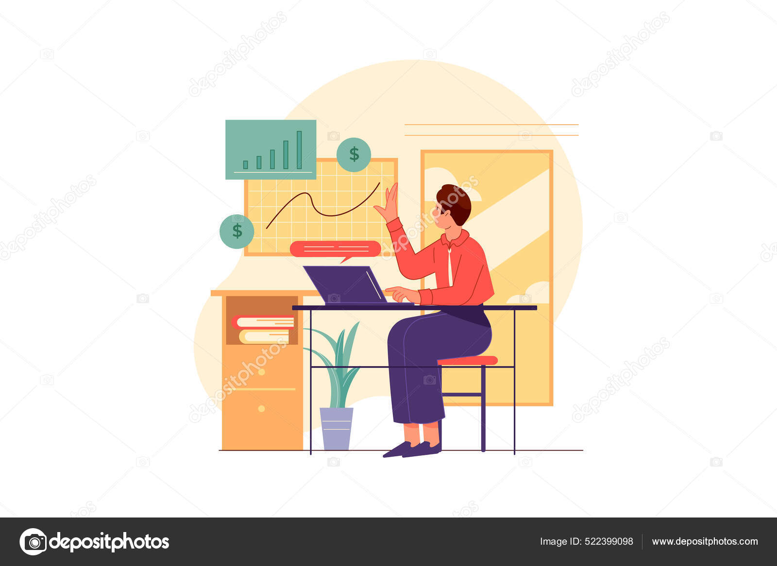 Business Chart Profit Illustration Concept Flat Illustration Isolated ...