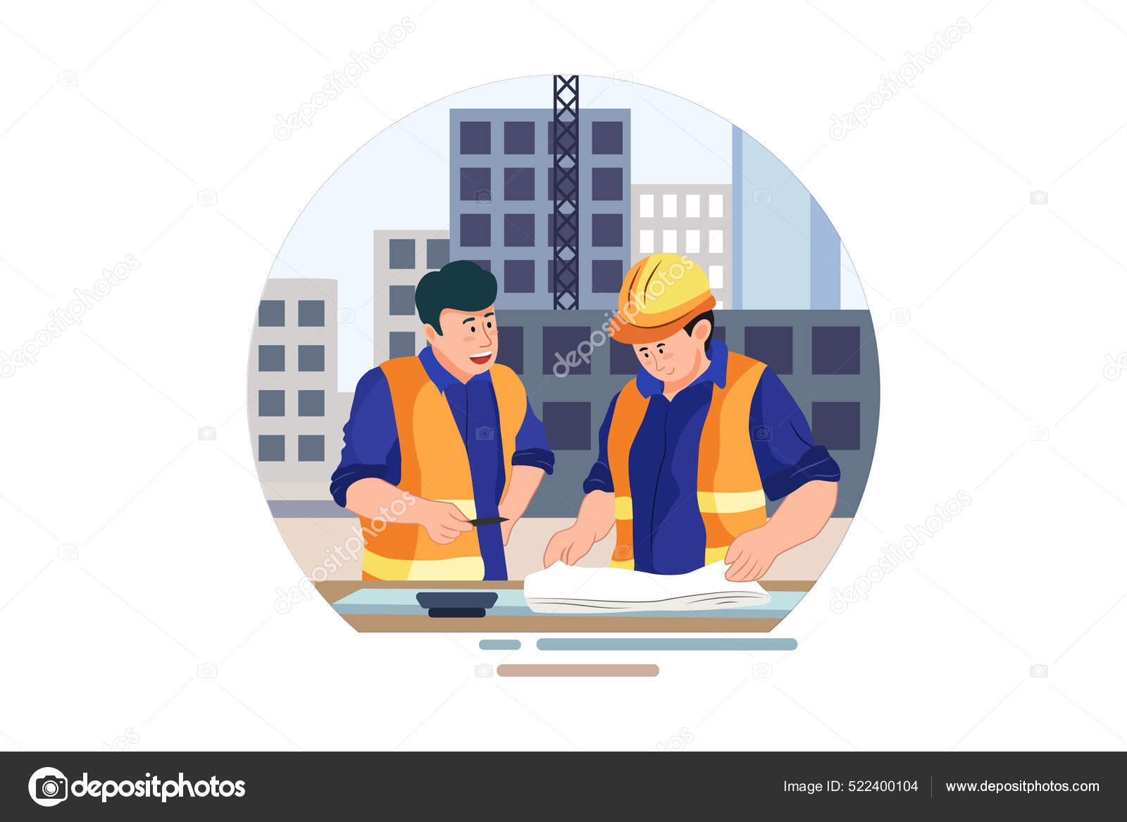 Construction Project Planning Illustration Concept Flat Illustration ...