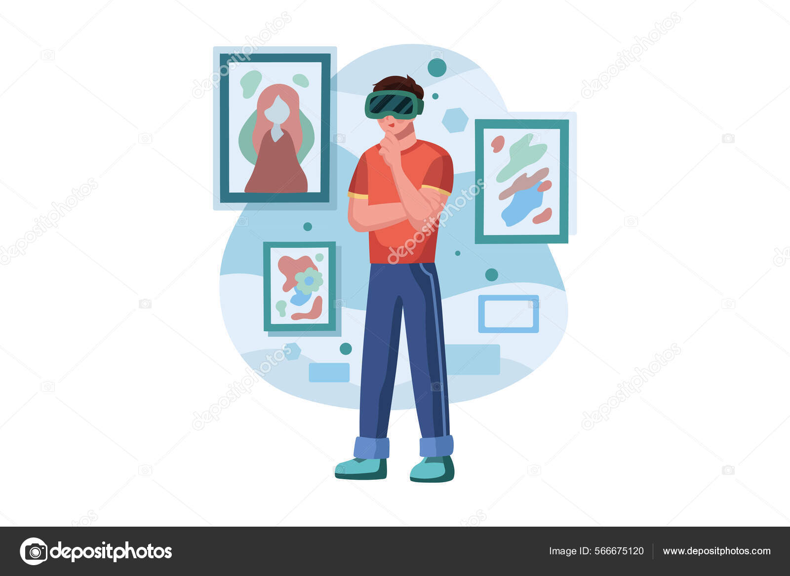 Virtual Reality Illustration Concept Flat Illustration Isolated White ...