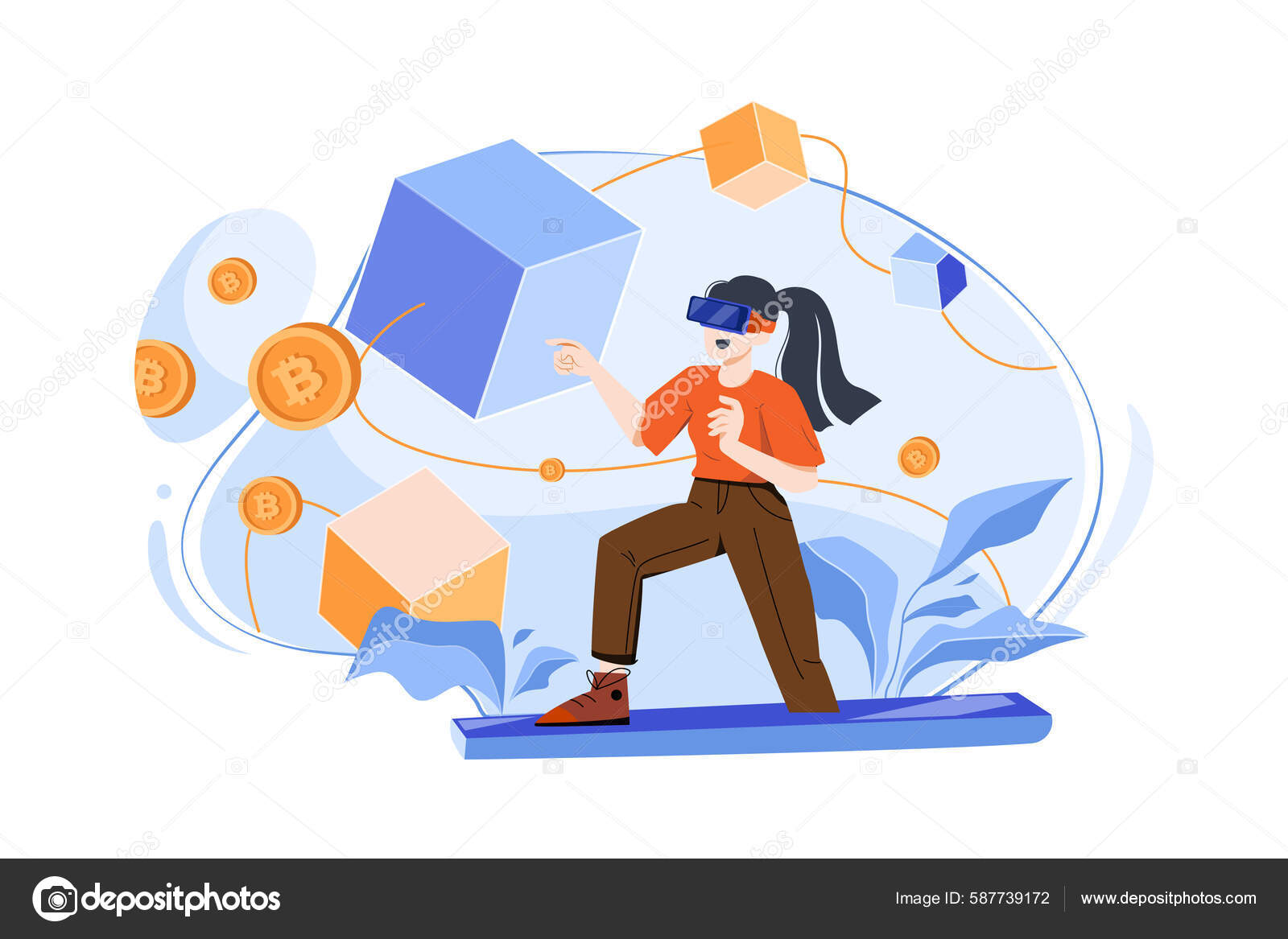 Experiencia Utilizando Concepto Illustration Ilustración Plana Aislada ...