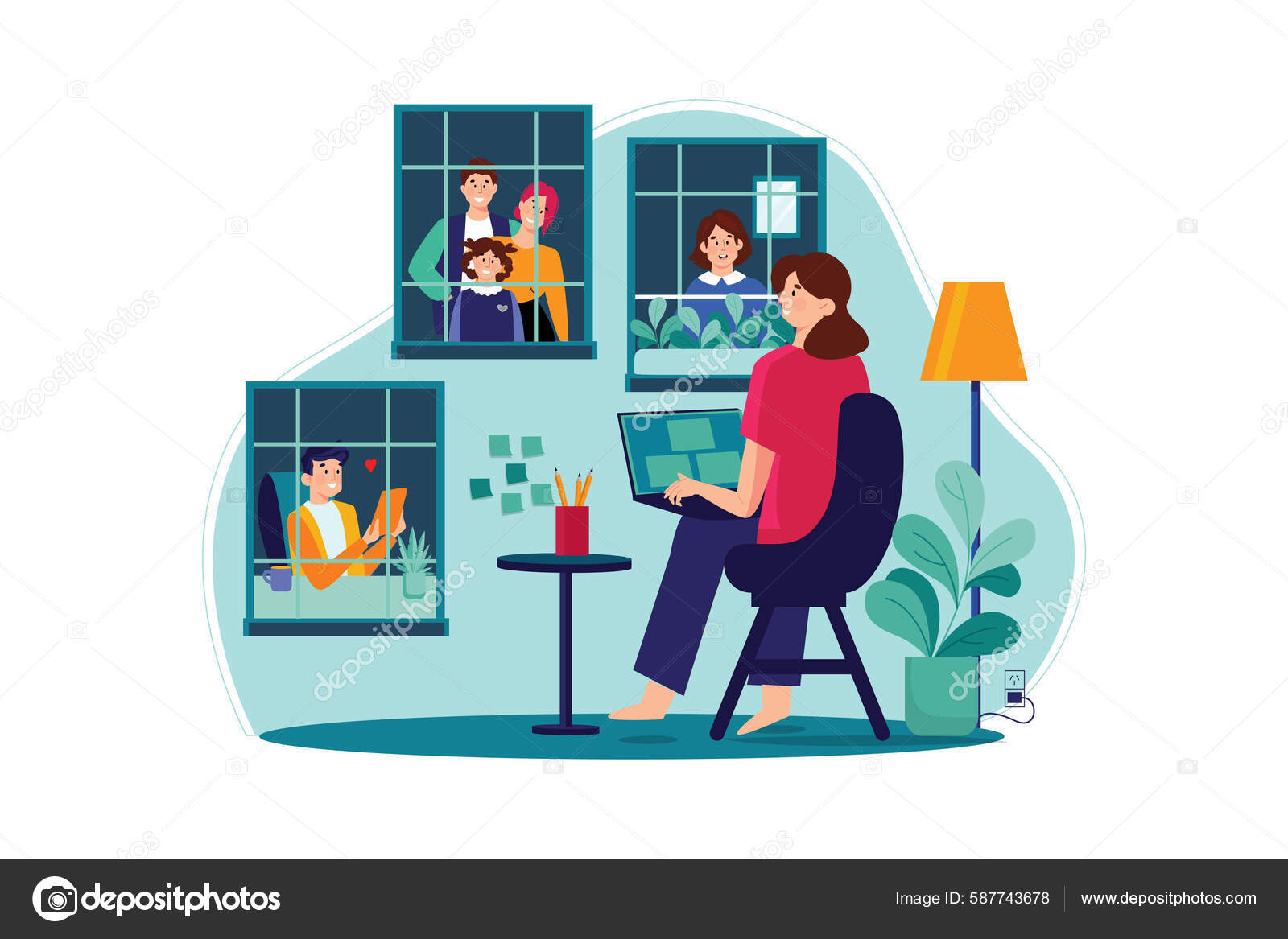 Social Isolation Illustration Concept Flat Illustration Isolated White ...