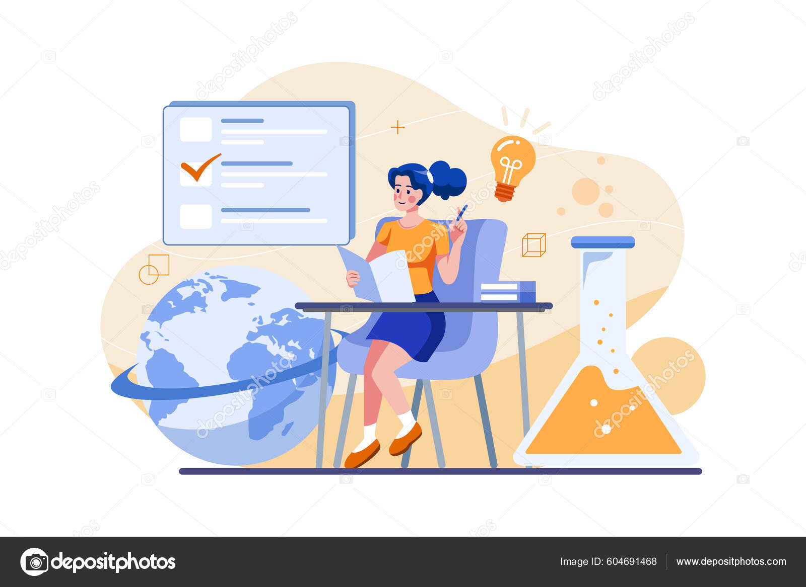 Students Doing Exam Preparation Illustration Concept White Background ...
