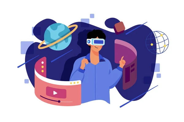 Concepto Ilustración Metaversa Una Ilustración Plana Aislada Sobre Fondo Blanco Vector de stock ...