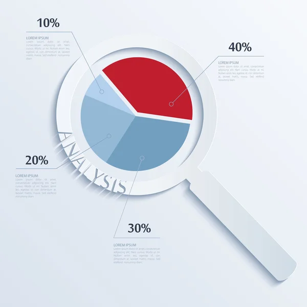 Analysis. Magnifying glass with graph-up on paper. Vector. Stock Vector ...