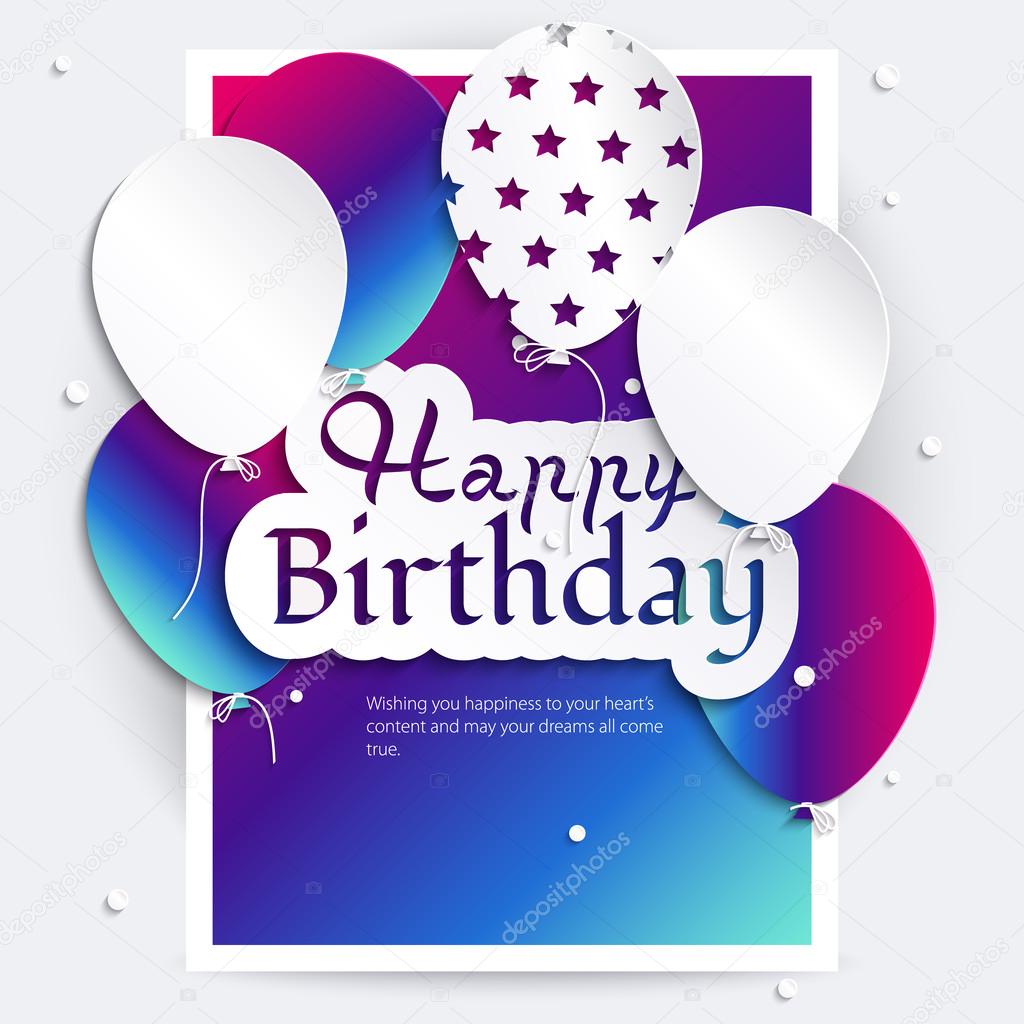 Tarjeta de cumpleaños vectorial con globos y texto de cumpleaños . Vector de stock por ...
