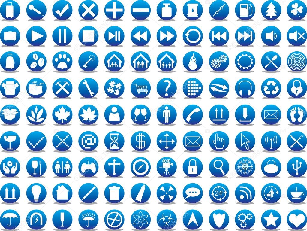 Iconos en azul | iconos azules — Vector de stock © alexghidan89 #44951283