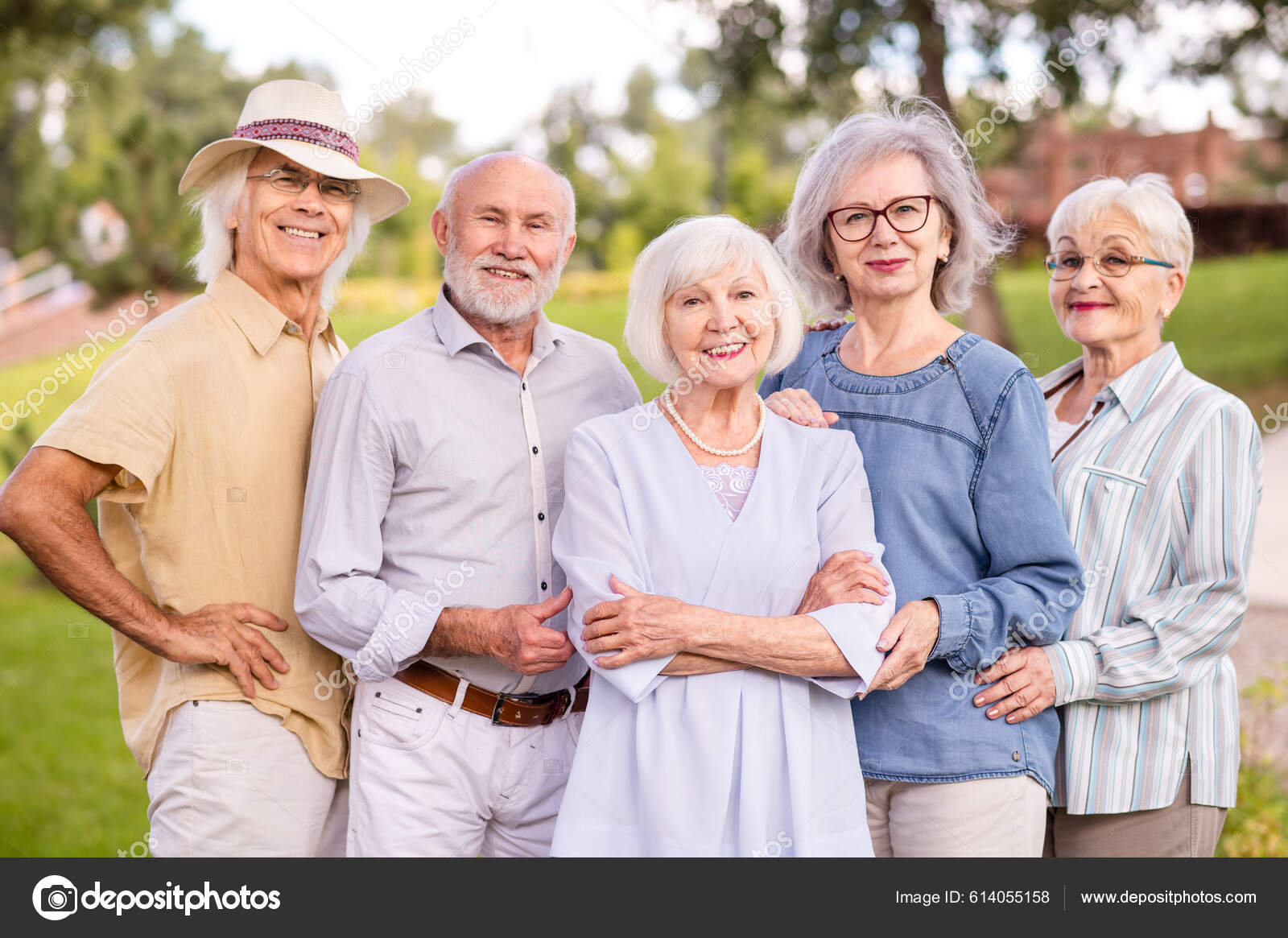 Group Happy Elderly People Bonding Outdoors Park Old People Age Stock ...