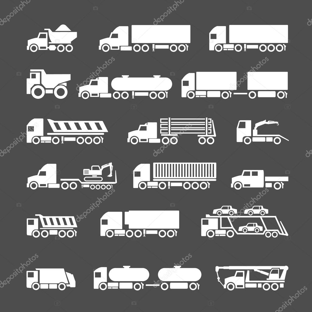 Symbole für LKW, Anhänger und Fahrzeuge Stock-Vektorgrafik von ...