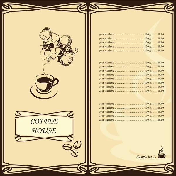 Minta étlap az étterem és kávézó — Stock Vector #12297142