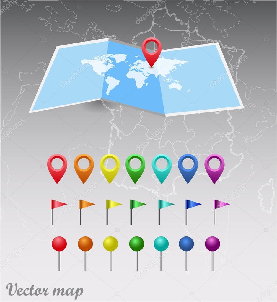Vector map icon with gps icon set Stock Vector Image by ©yana_viniukova ...