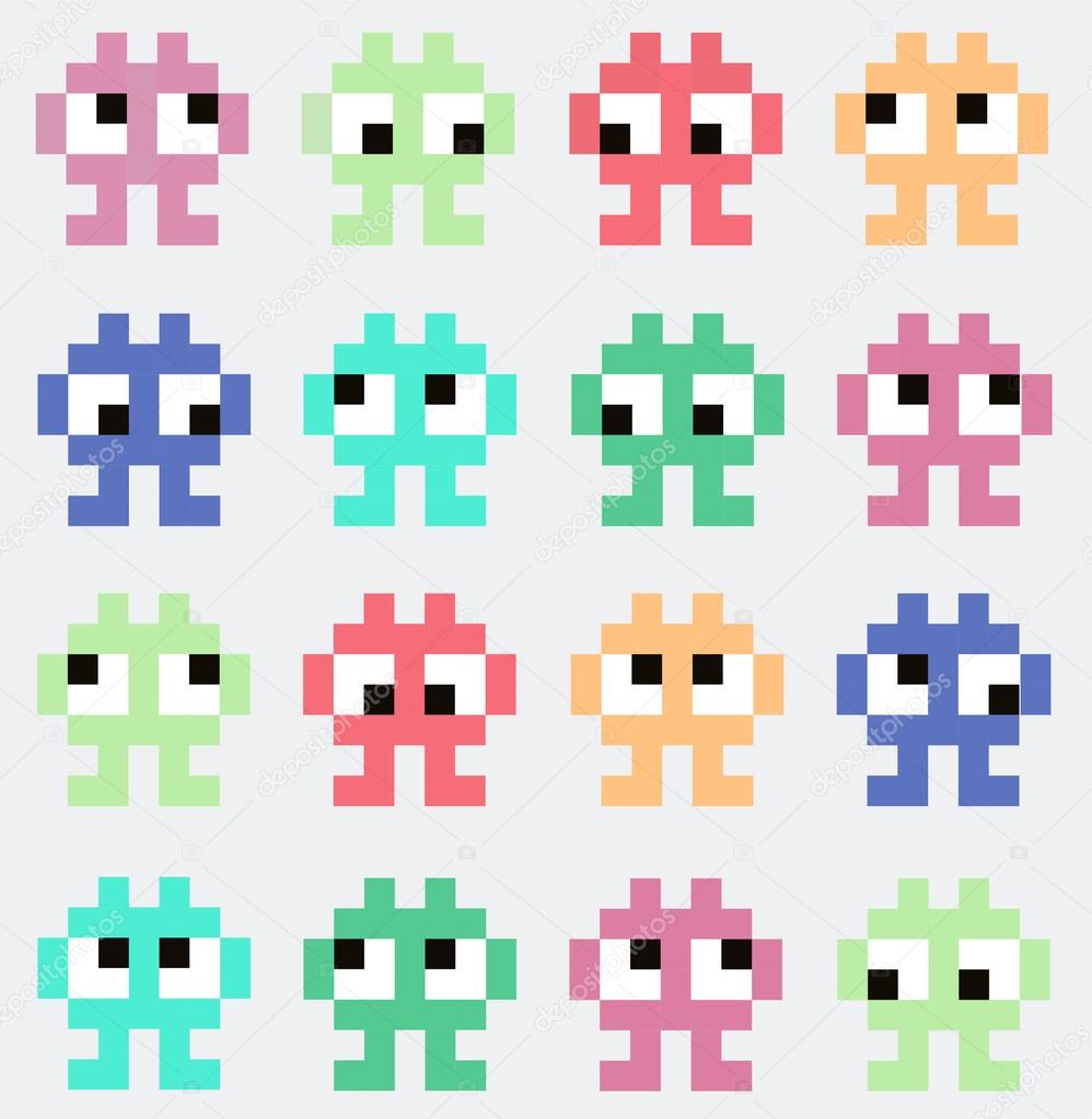 Pixel art. monsters. Seamless background Stock Vector Image by ©yana ...