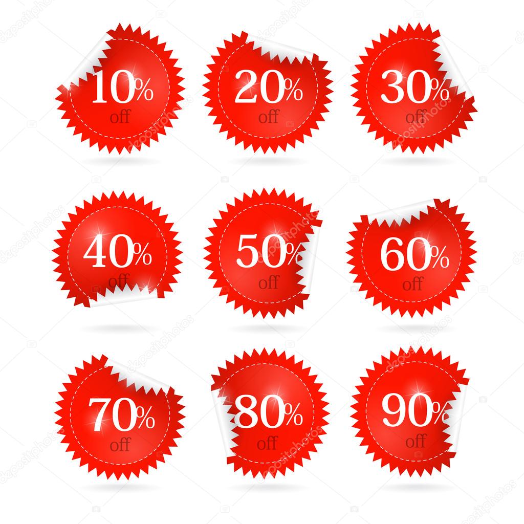 Red Discount Stickers, Labels Stock Vector Image by ©mejn #34784133