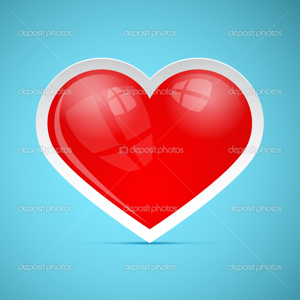 Red 3d Vector Retro Heart on Blue Background Stock Vector Image by ...