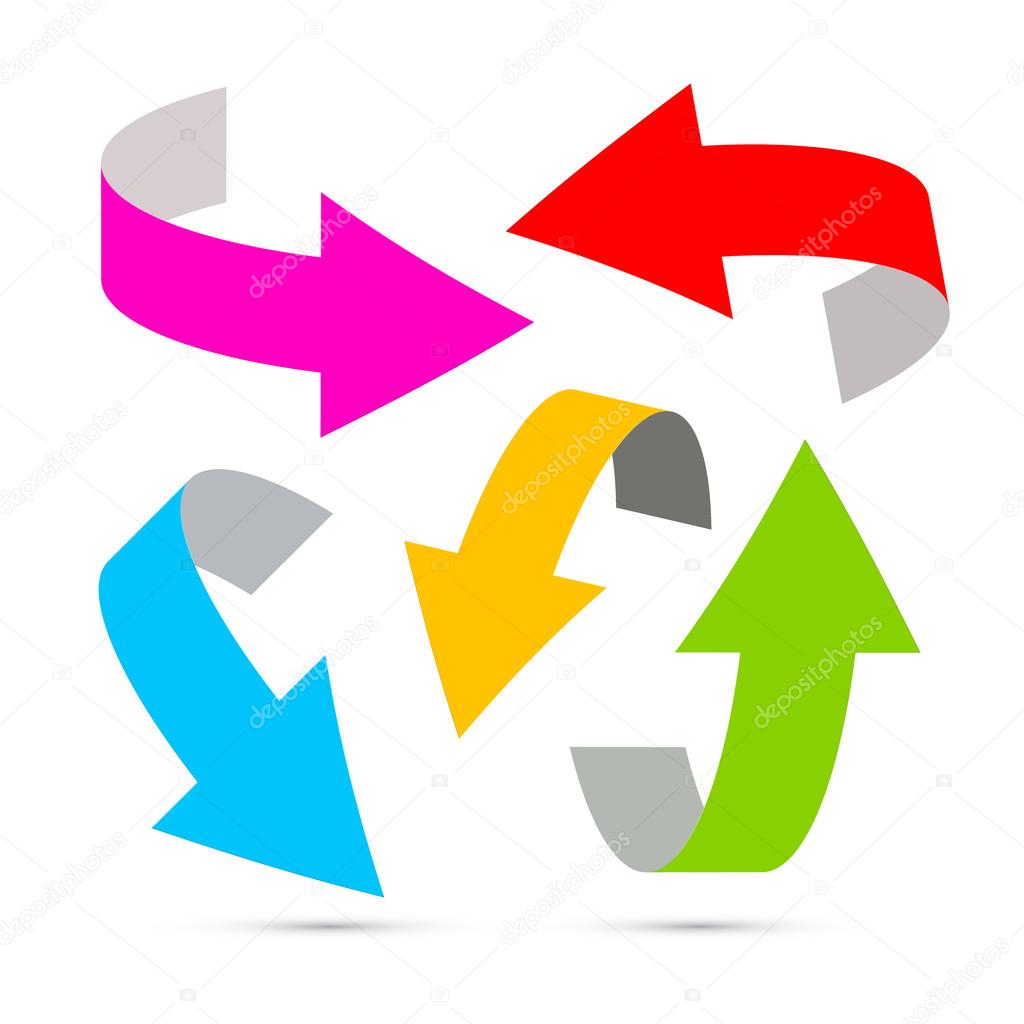 Setas vetoriais coloridas no fundo branco vetor(es) de stock de ©mejn ...