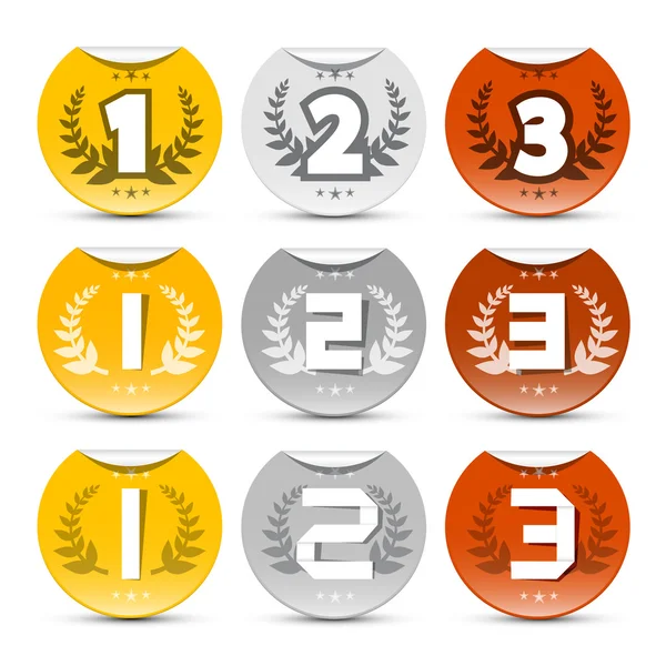 Gold, Silver, Bronze - First, Second and Third Place Vector Icons Set ...