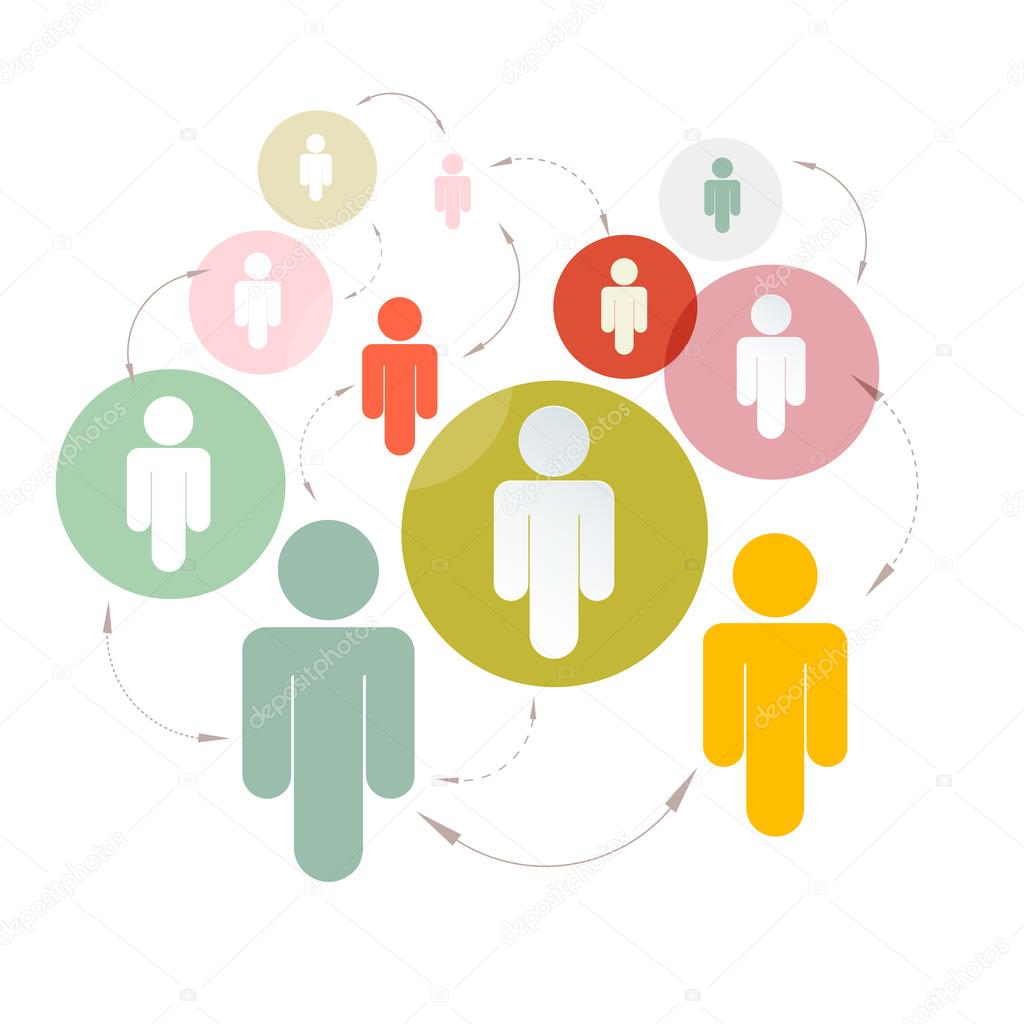Vector Paper People in Circles - Social Media Connection Symbols Stock ...