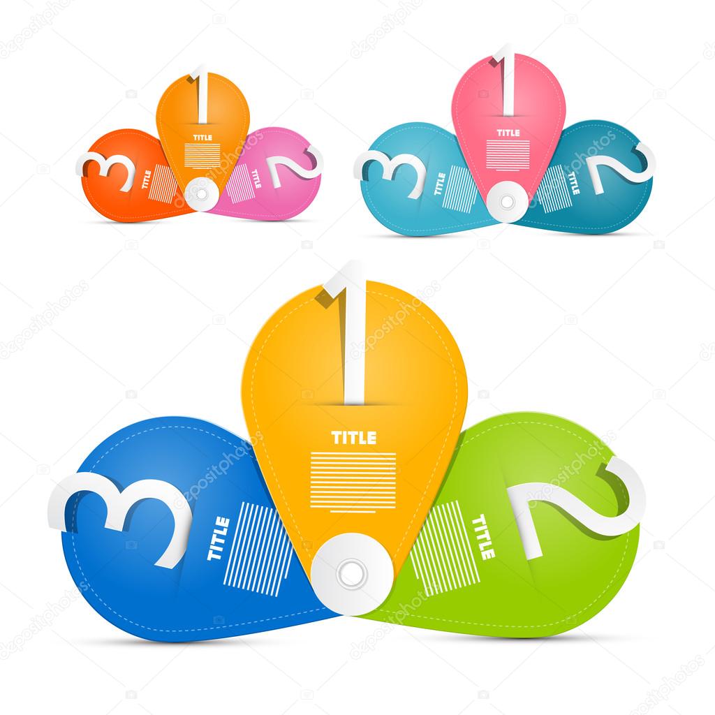 One, two, three, vector paper progress steps for tutorial, infographics ...