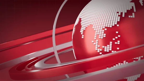 Tv studio. News room. Blye and red background. General and close-up ...