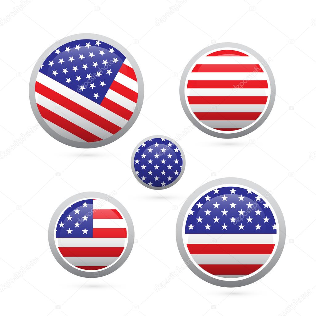 American flag buttons set isolated on white background Stock Vector ...