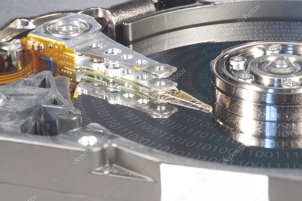 Hard drive with binary codes on the disk — Stock Photo © a4ndreas #35492877