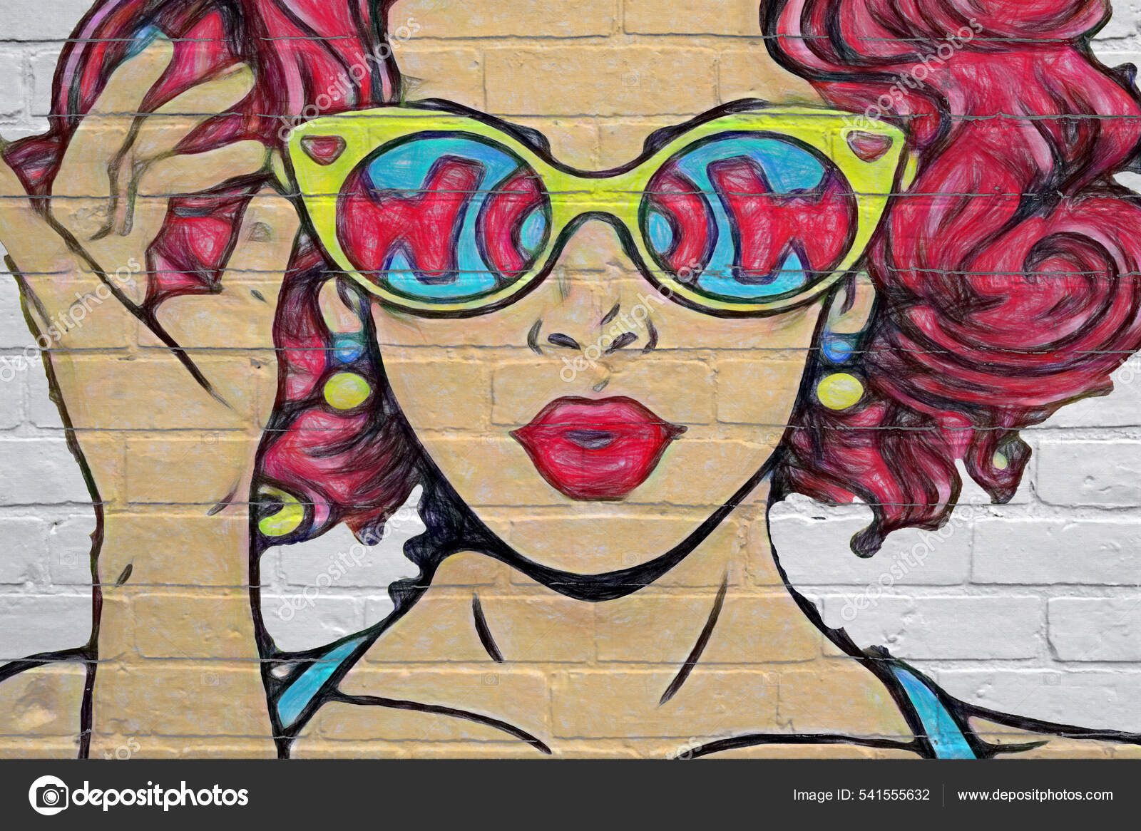 Straßenkunst Sehr Nahaufnahme Des Mit Kreide Gezeichneten Gesichts ...