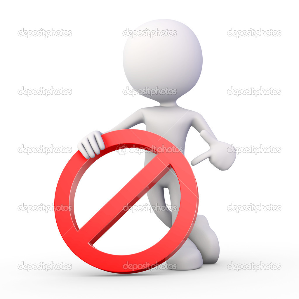 White 3d human - pointing at a red stop symbol — Stock Photo © Onypix ...