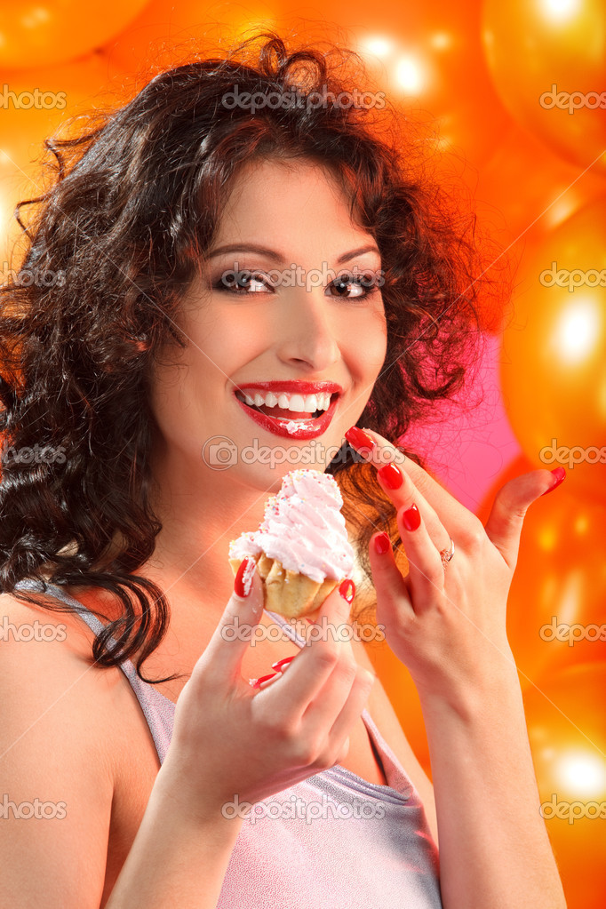 Woman with cake Stock Photo by ©evarlamov 34693965
