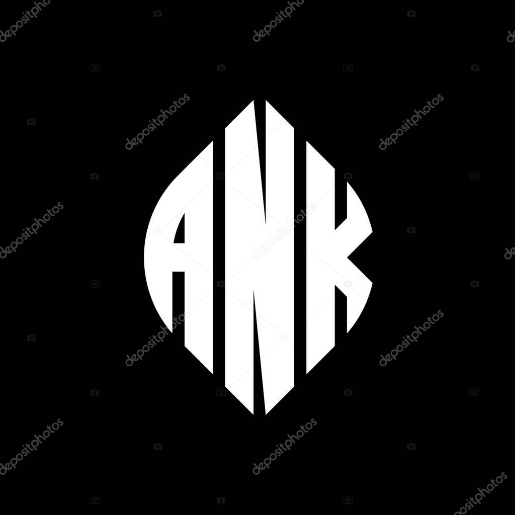 ANK círculo letra logo diseño con forma de círculo y elipse. ANK elipse ...