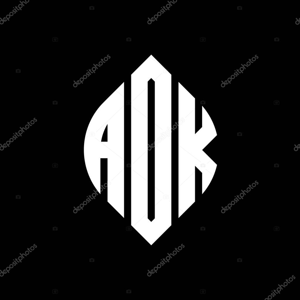 Diseño del logotipo de la letra del círculo AOK con forma de círculo y elipse. AOK elipse letras ...