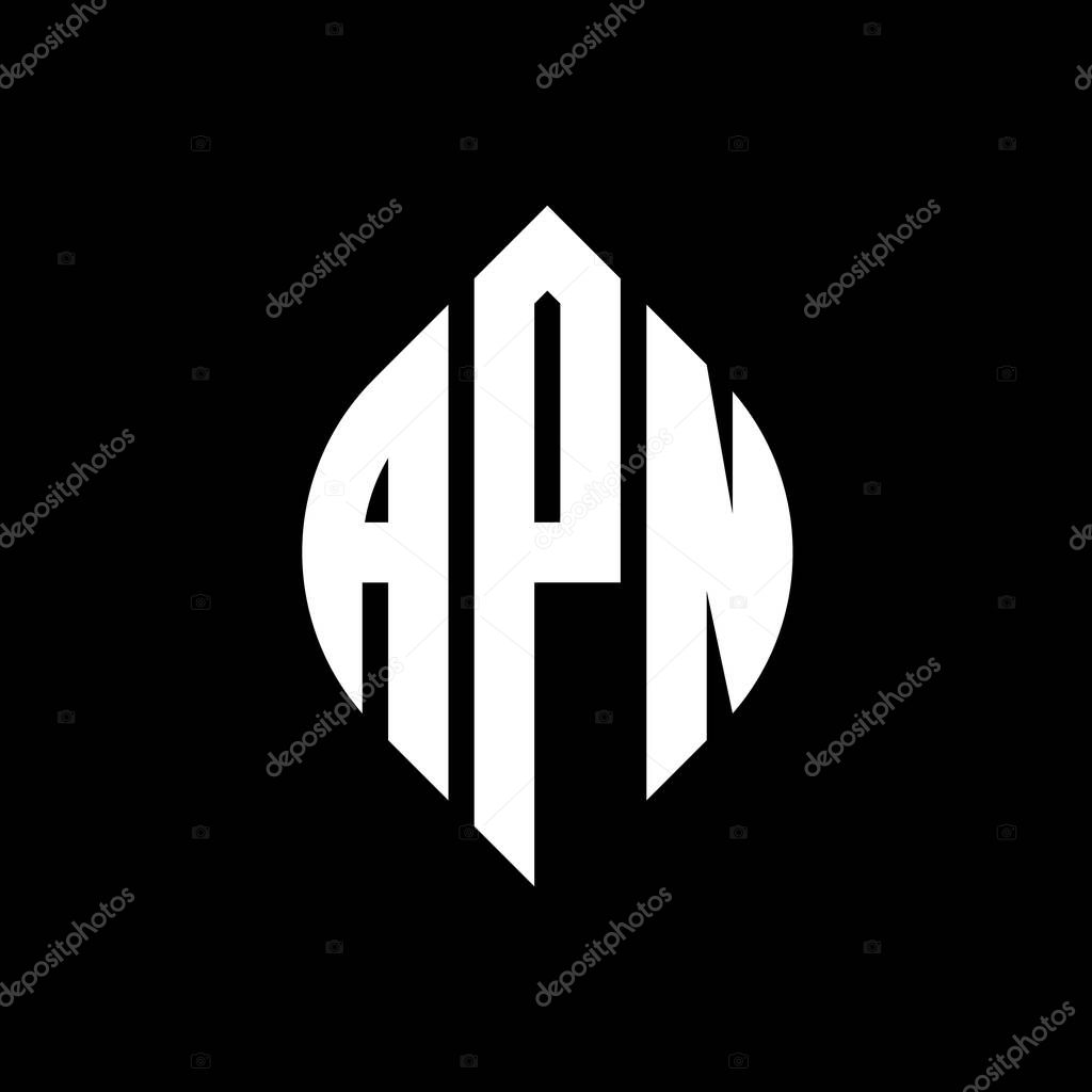 APN círculo letra logo diseño con forma de círculo y elipse. APN elipse ...