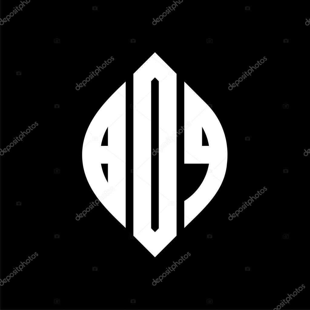 Diseño del logotipo de letra circular BDQ con forma de círculo y elipse ...