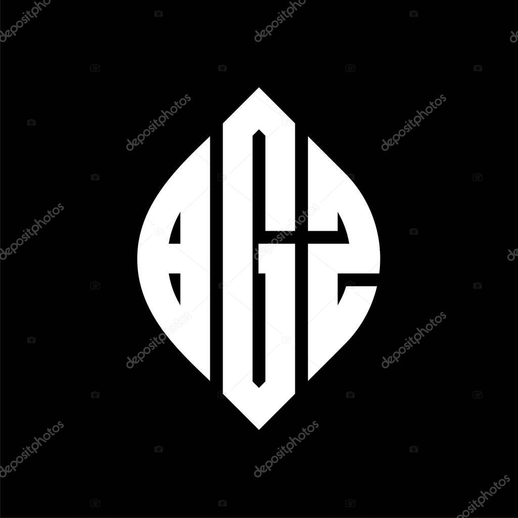 Diseño del logotipo de la letra del círculo BGZ con forma de círculo y elipse. Letras elipse BGZ ...